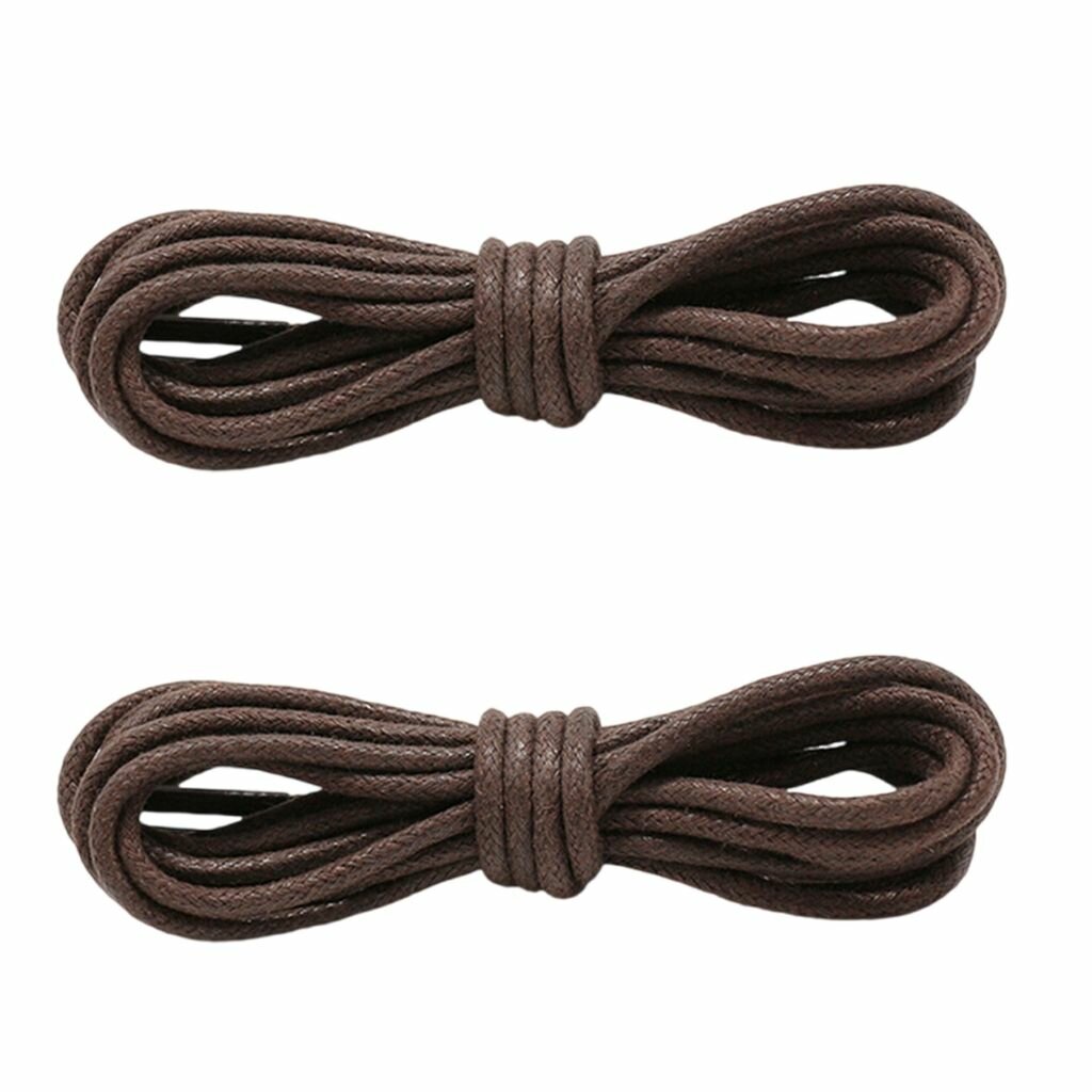 (2 пары) Кожаная обувь, ботинки, шнурки, круглый вощеный шнурок-коричневый-120 см