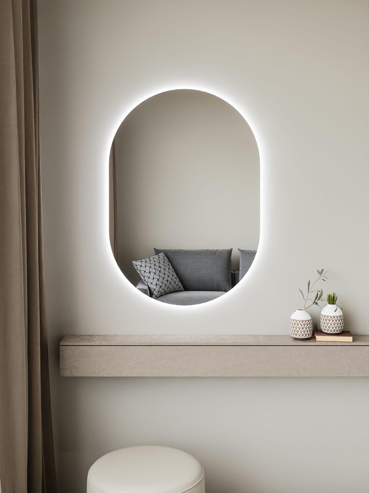 Зеркало настенное 100х70 см. BLX MIRROR М6 фигурное с подсветкой холодный свет 6000К