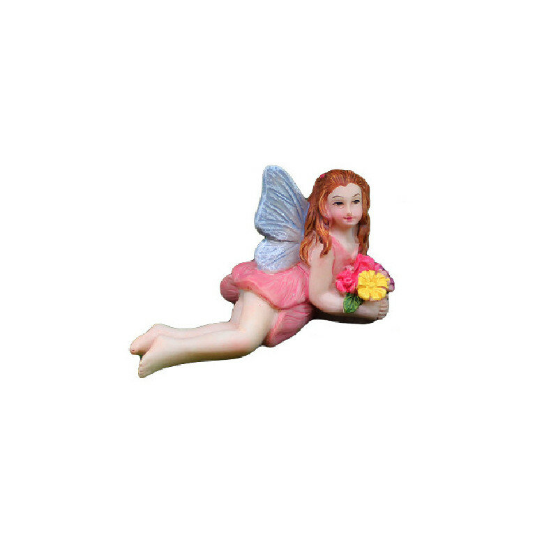 Resin fairy figurine with bird for holiday gift and home tabletop decor fairy