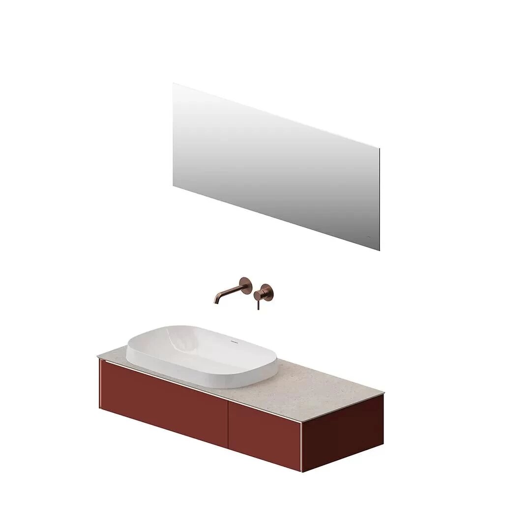 Kerama Marazzi Тумба MAGICA подвесная 120, 2 ящика, венецианский красный матовый