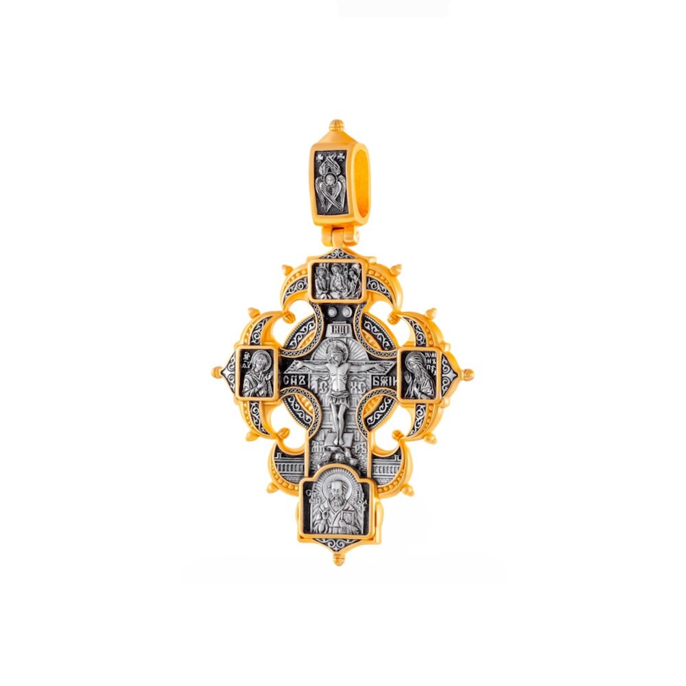 Крестик Даръ, серебро, 925 проба, чернение, золочение