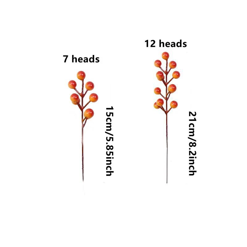 Искусственные ветки остролиста с ягодами orange 10 шт. 12 heads