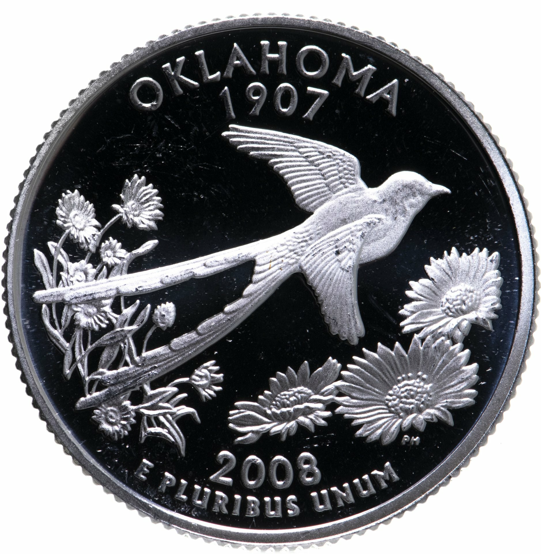 США 25 центов квотер, 1/4 доллара, quarter dollar 2008 Квотер штата Оклахома , знак монетного двора: "S" - Сан-Франциско, Мельхиор медь-никель