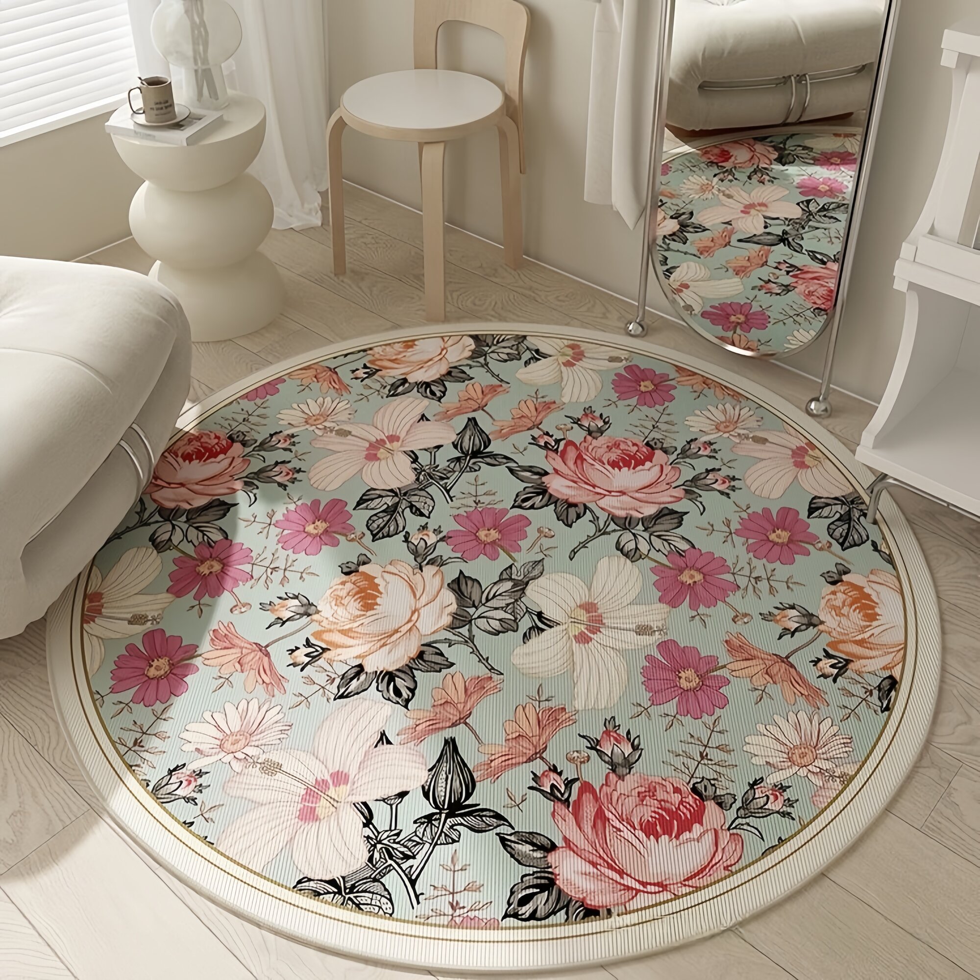 Украшение для гостиной, кабинет, стул, напольный коврик, домашний декор, цветочный ковер, нескользящие коврики для спальни, ковер Круглый, Diameter 80cm