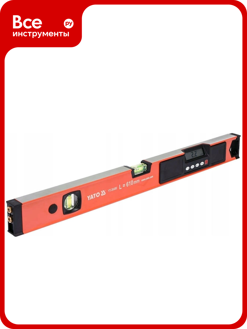 Электронный уровень YATO с лазерной точкой YT-30400, 20 м, брусковый тип, алюминиевый корпус, цифровой индикатор