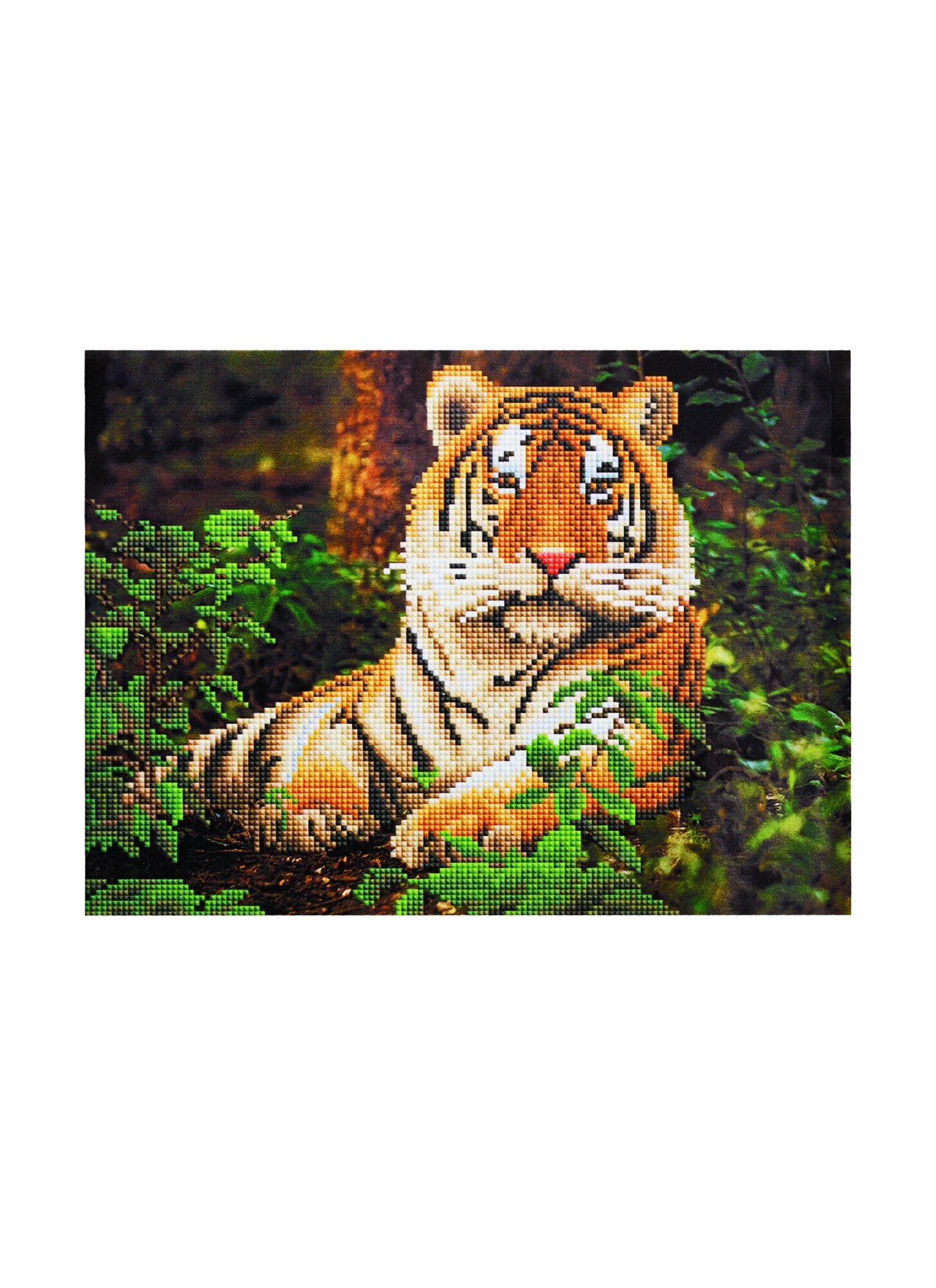 Алмазная мозаика (блест.) Благородный тигр в лесу (ACA036) (30х40см) (с част. заполн.) (Рыжий Кот) (6+) (коробка)