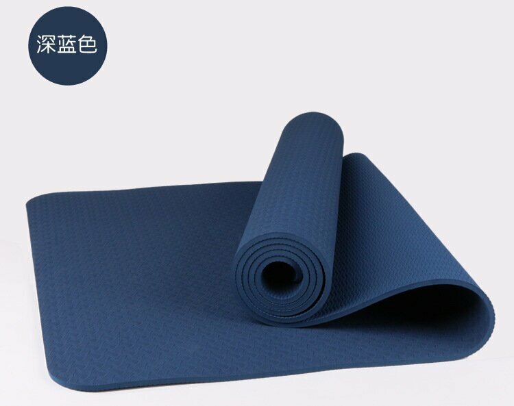 Коврик для йоги TPE, 183x80x0.6 см, однотонный темно-синий