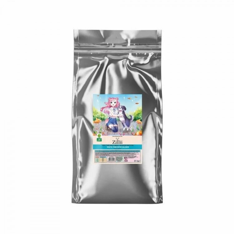 Сухой корм ZILLII Small Breed Sensitive для собак мелких пород с чувствительным пищеварением, белая рыба, лосось, 15 кг