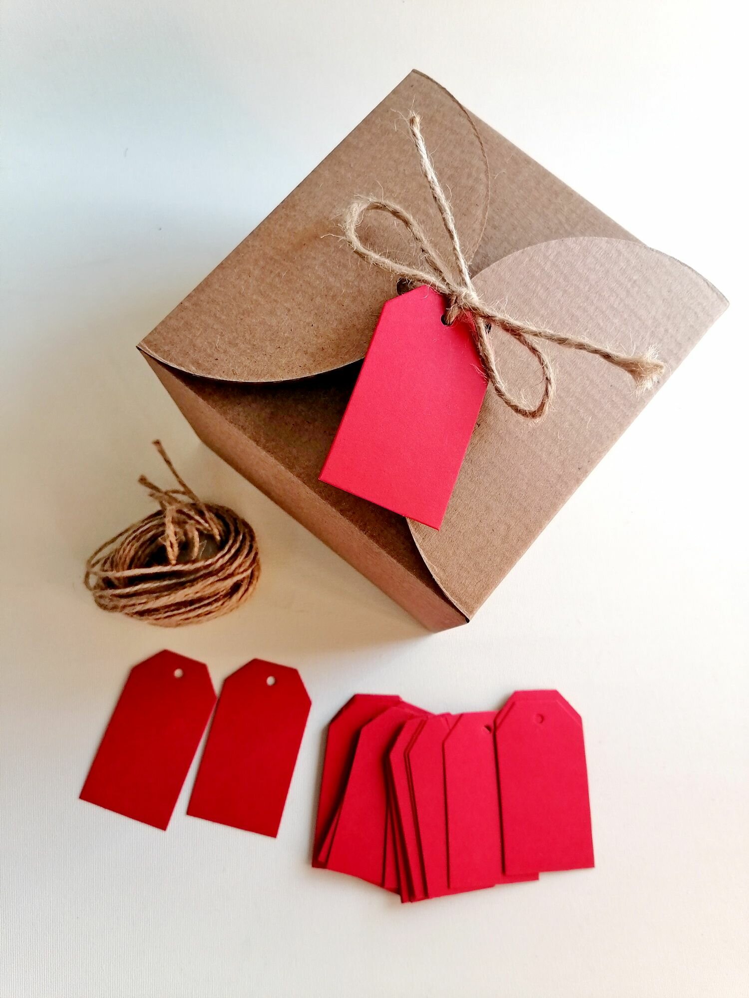 Бирки картонные для подарков, Теги, красный, 4х7 см, 30 шт