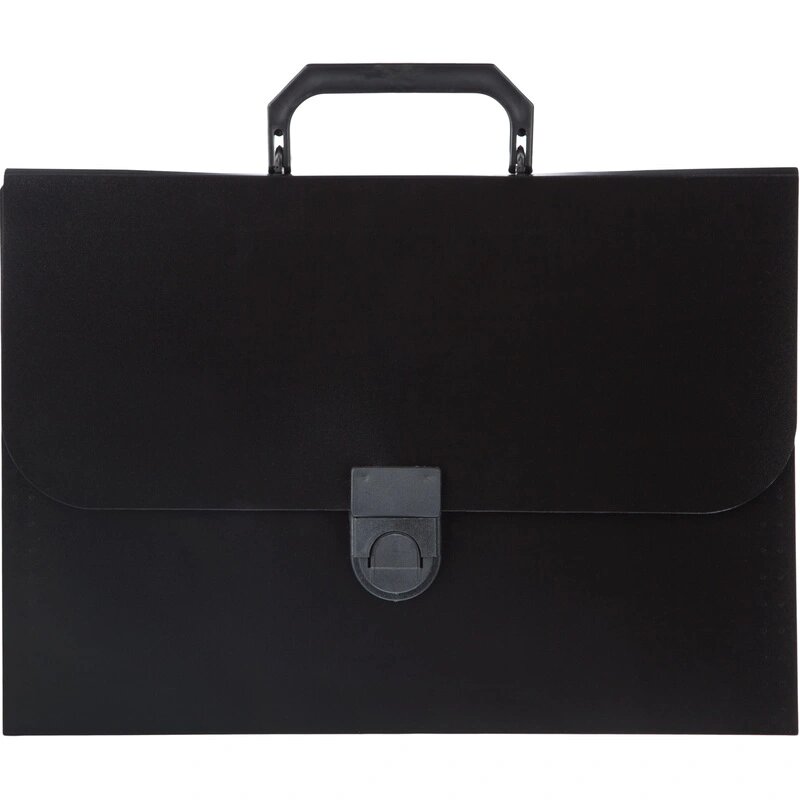Портфель-картотека пластиковая Attache А4 черная (37x27x3 см, 12 отделений)