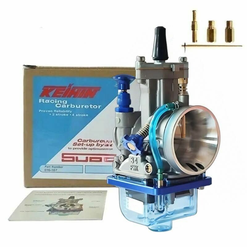 Карбюратор Keihin PWK 34 мм, подходит для двигателей Yamaha, Honda, Kawasaki, Suzuki 2T/ 4T, совместим со скутерами, квадроциклами, мотоциклами (250-350 куб. см)