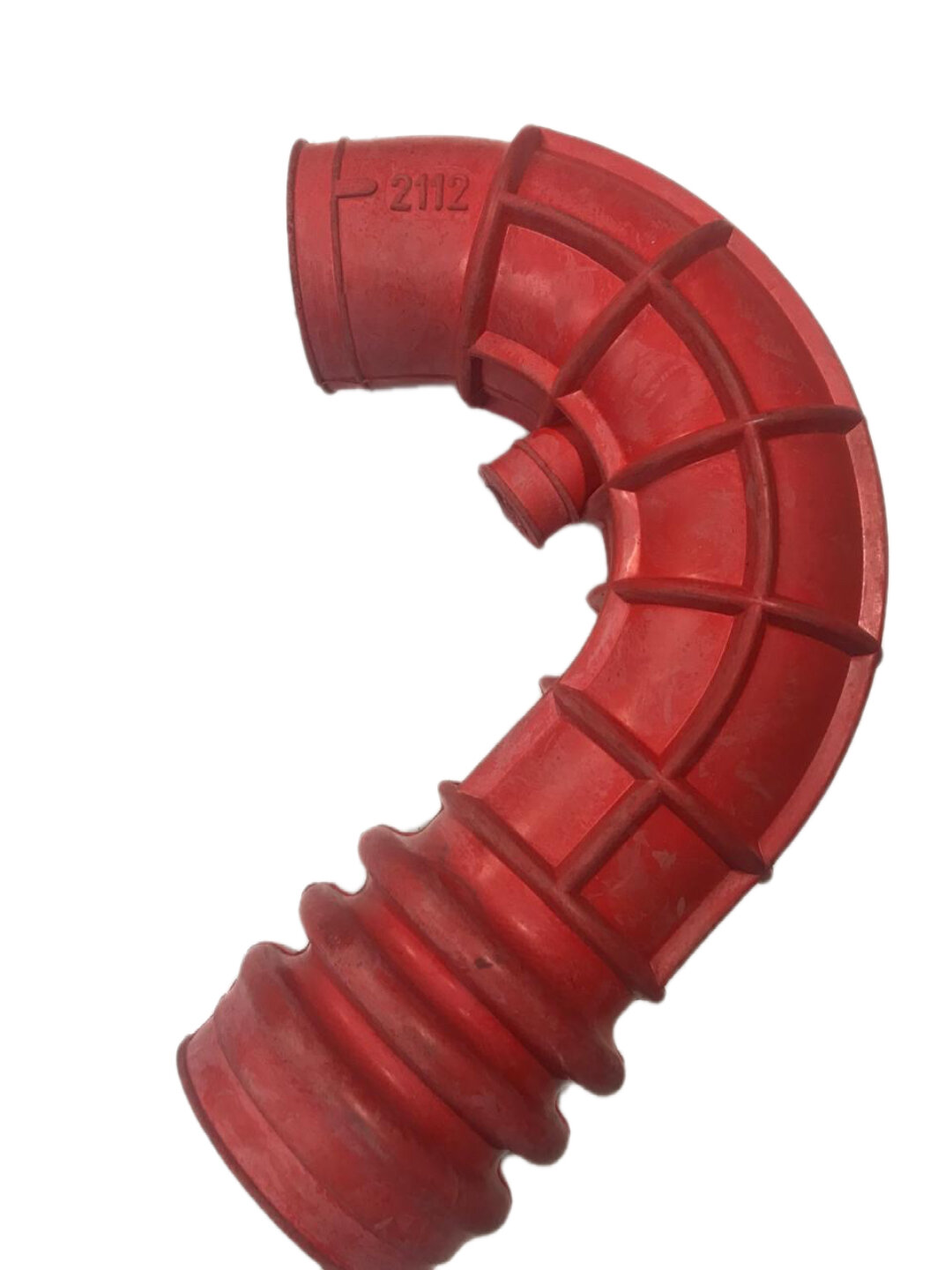 Патрубок ДМРВ 2112-1148035-10 Балаково (К дросселю, гофрирированный, красный силиконовый, ВАЗ 2110-12, Приора 8,16кл клапанный