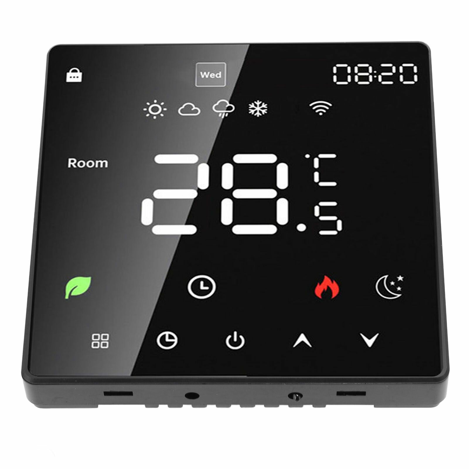 Термостат для теплого пола 16А с WiFi, программируемый, цифровой LCD дисплей, встроенная установка, защита от низкой температуры