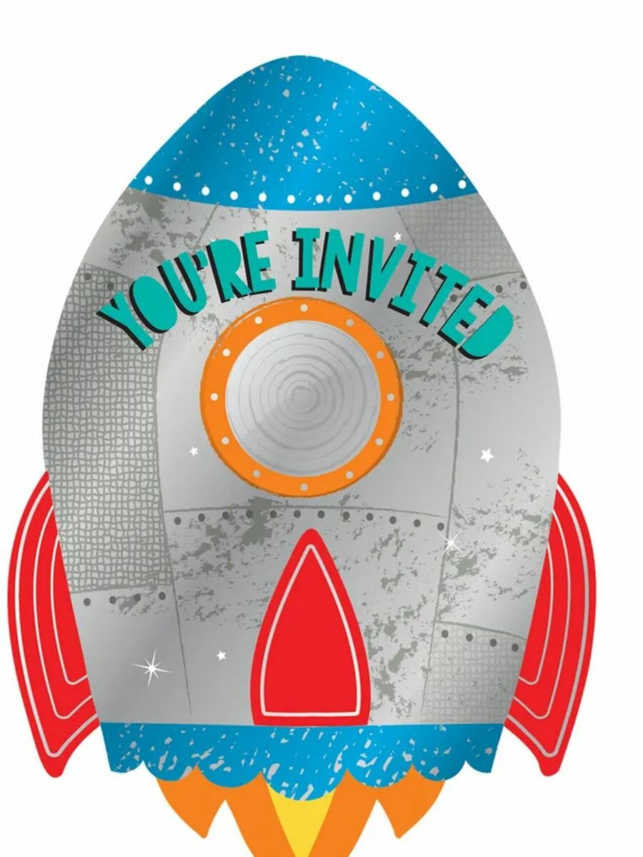 Приглашение Ракета Космос 8шт