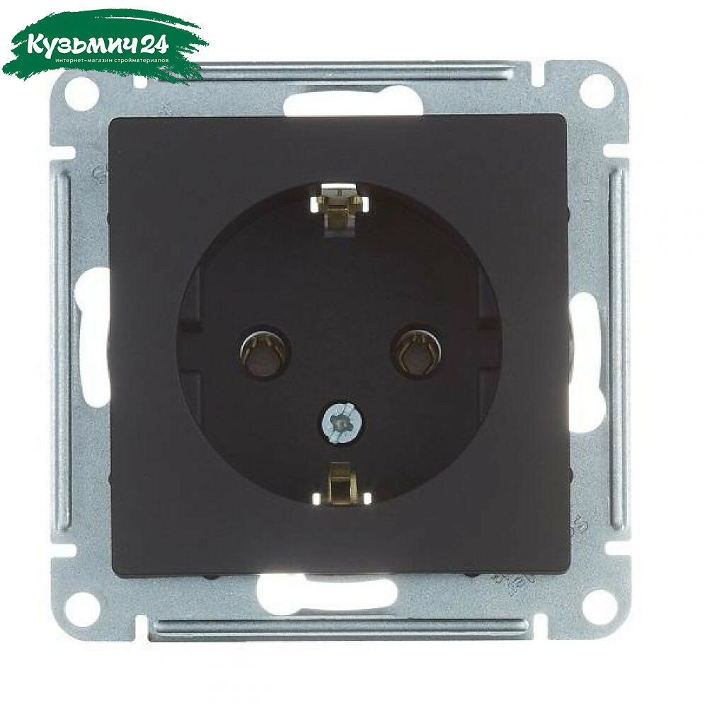 Розетка 1-местная Schneider Electric AtlasDesign ATN001043 с заземлением, встраиваемая, карбон