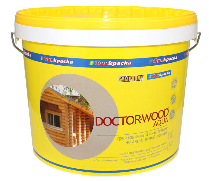 Антисептик грунтовочный DOCTOR WOOD AQUA на акрилатной основе 2,7л