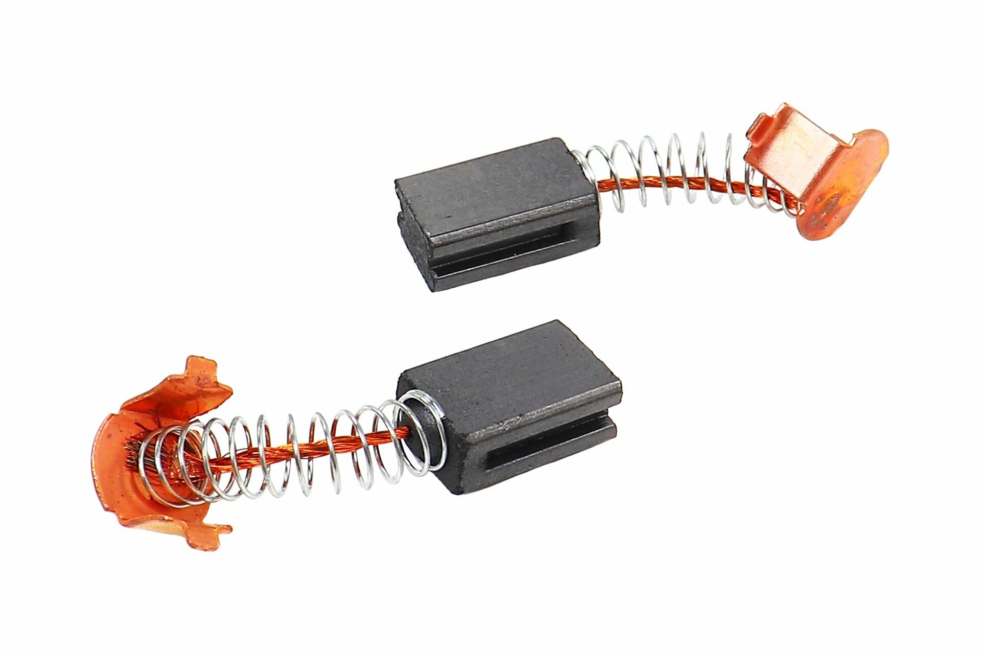 Щетки (№557) Интерскол (5*8*12) УШМ-115, Р-110, Пружина-пятак-зацепы, проточка 2