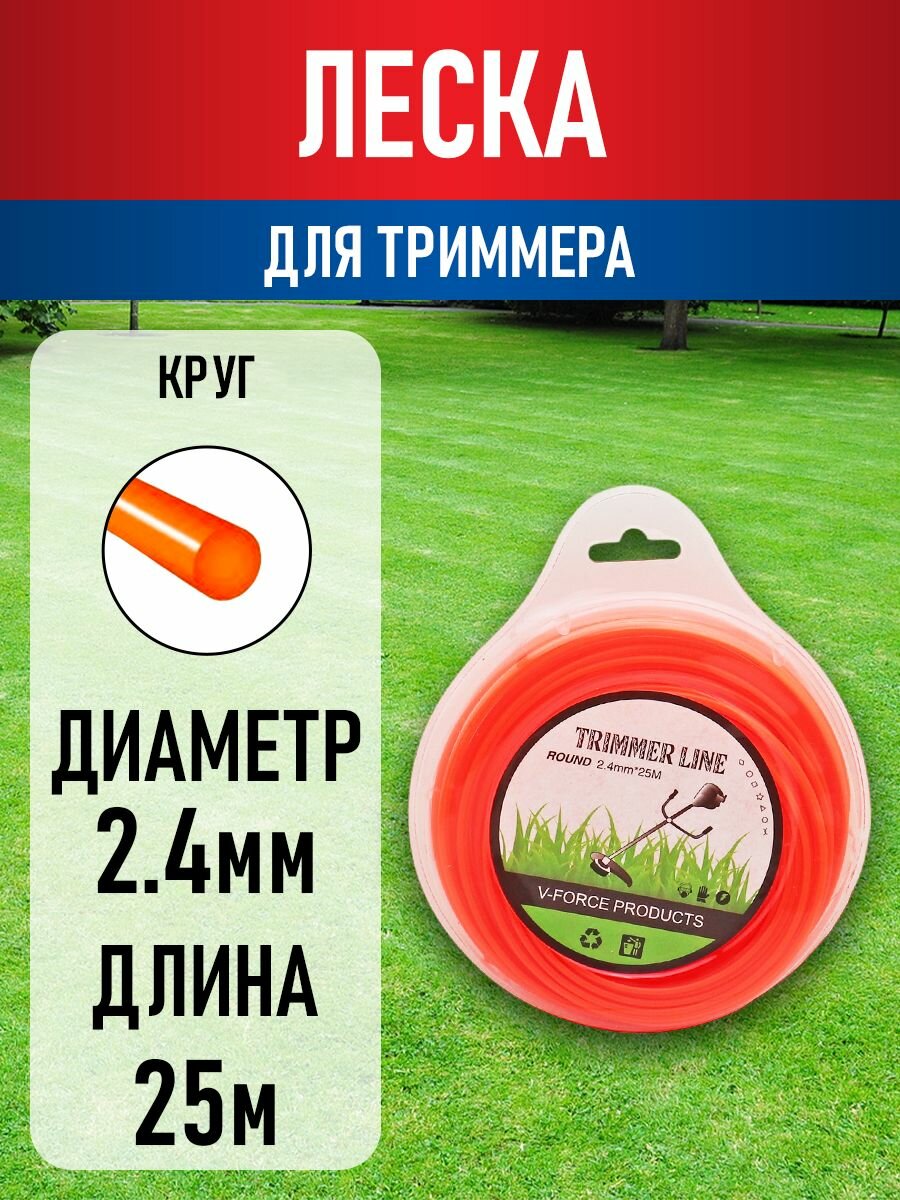 Леска триммерная (2,4*25м) TRIMMER LINE в блистере (круглая)