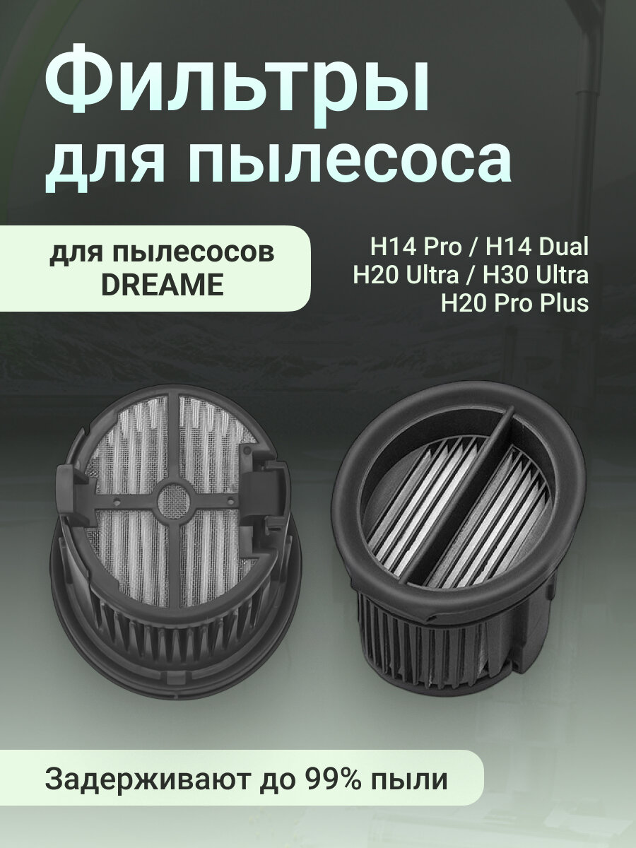 HEPA фильтр ABC для пылесоса Dreame H14 Pro, H14 Dual, H20 Ultra, H30 Ultra, H20 Pro Plus - 2 шт