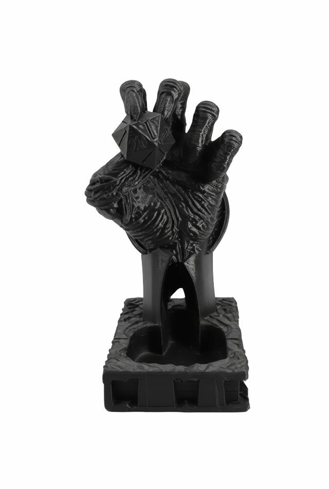 Рука мертвеца с кубиком, цвет черный / Башня для кубиков DnD и дайсов настольных игр