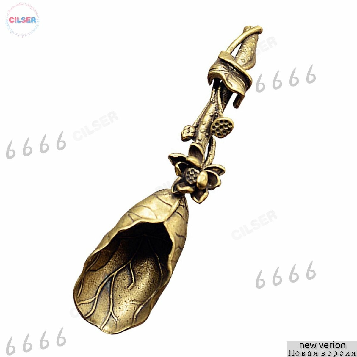 Чайная ложка в форме лотоса, латунная кофейная ложка