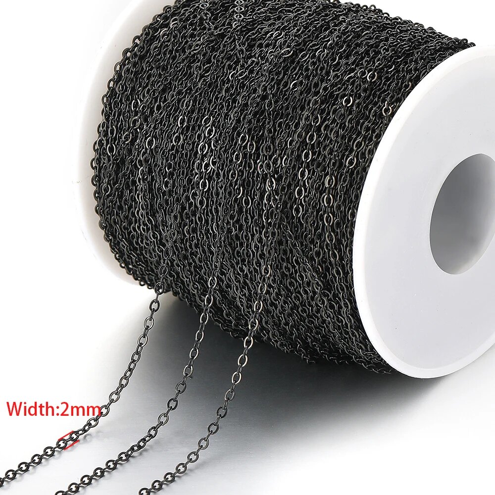 Кубинские цепи Yovtor из нержавеющей стали 2 м Черный, Black 2mm