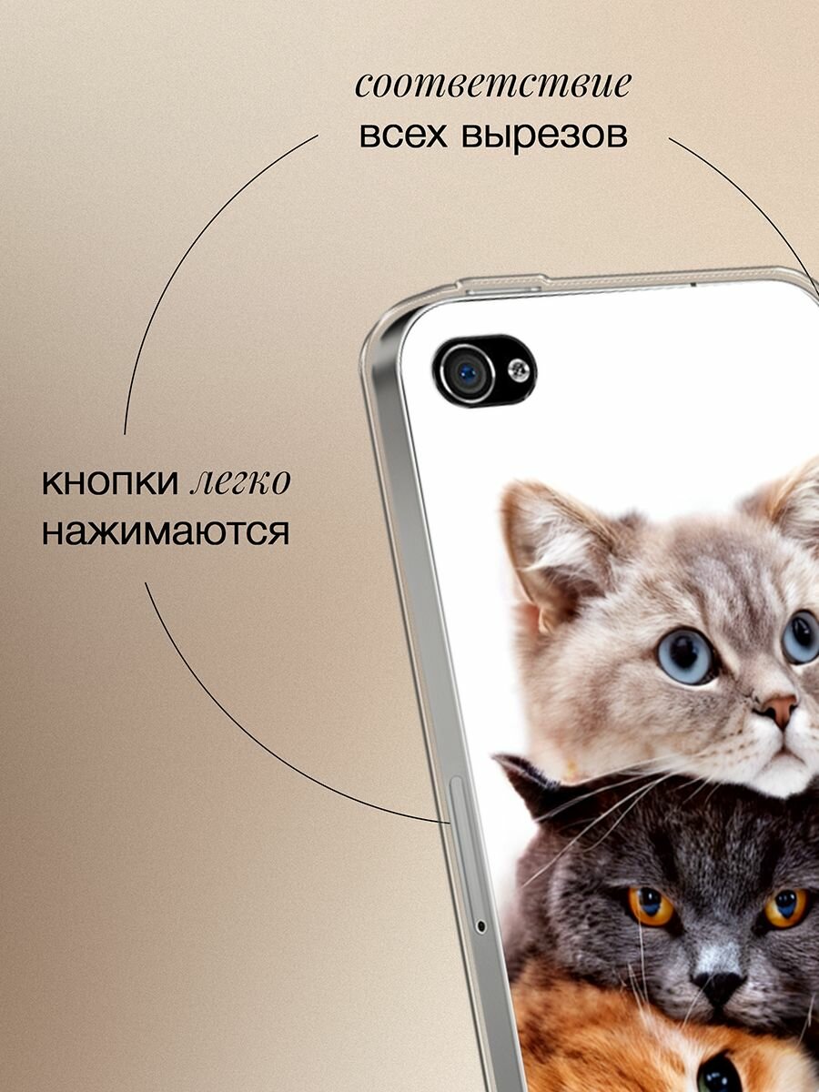 Чехол на Apple iPhone 4/4S / Айфон 4/4S с принтом "Пушистые мордашки" — фото 1