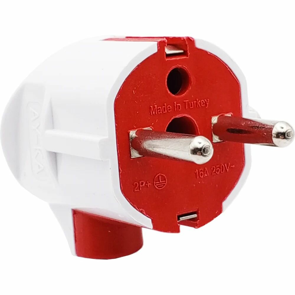 Вилка AY-KA 16А 250В с/з угловая франц. тип, белый 7711201