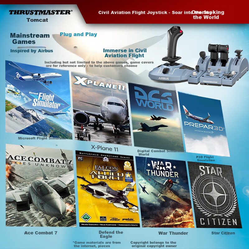 THRUSTMASTER Airbus Edition TCA Sidestick with Flaps and Spoilers Flight Simulator Compatible with PC