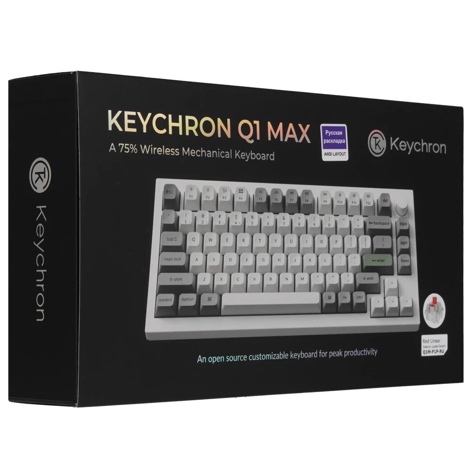 Клавиатура проводная + беспроводная Keychron Q1 Max, бежевый, зеленый, серый