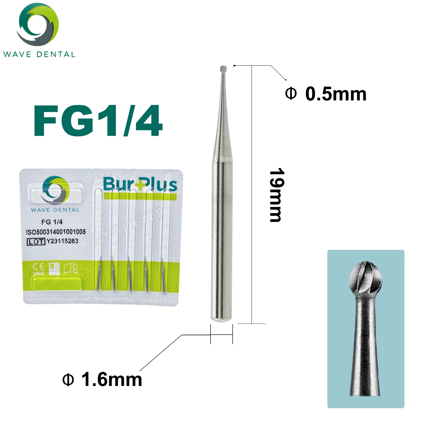 Стоматологический бур Wave Dental FG1/4 1.6 мм 19 мм