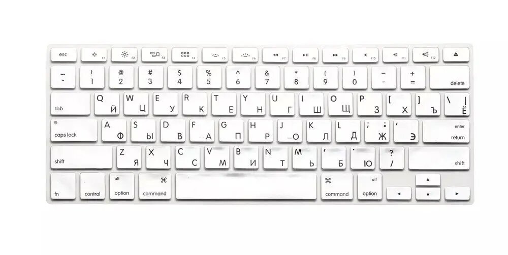 Силиконовая клавиатура для Macbook Air Pro Retina Silver, русская раскладка