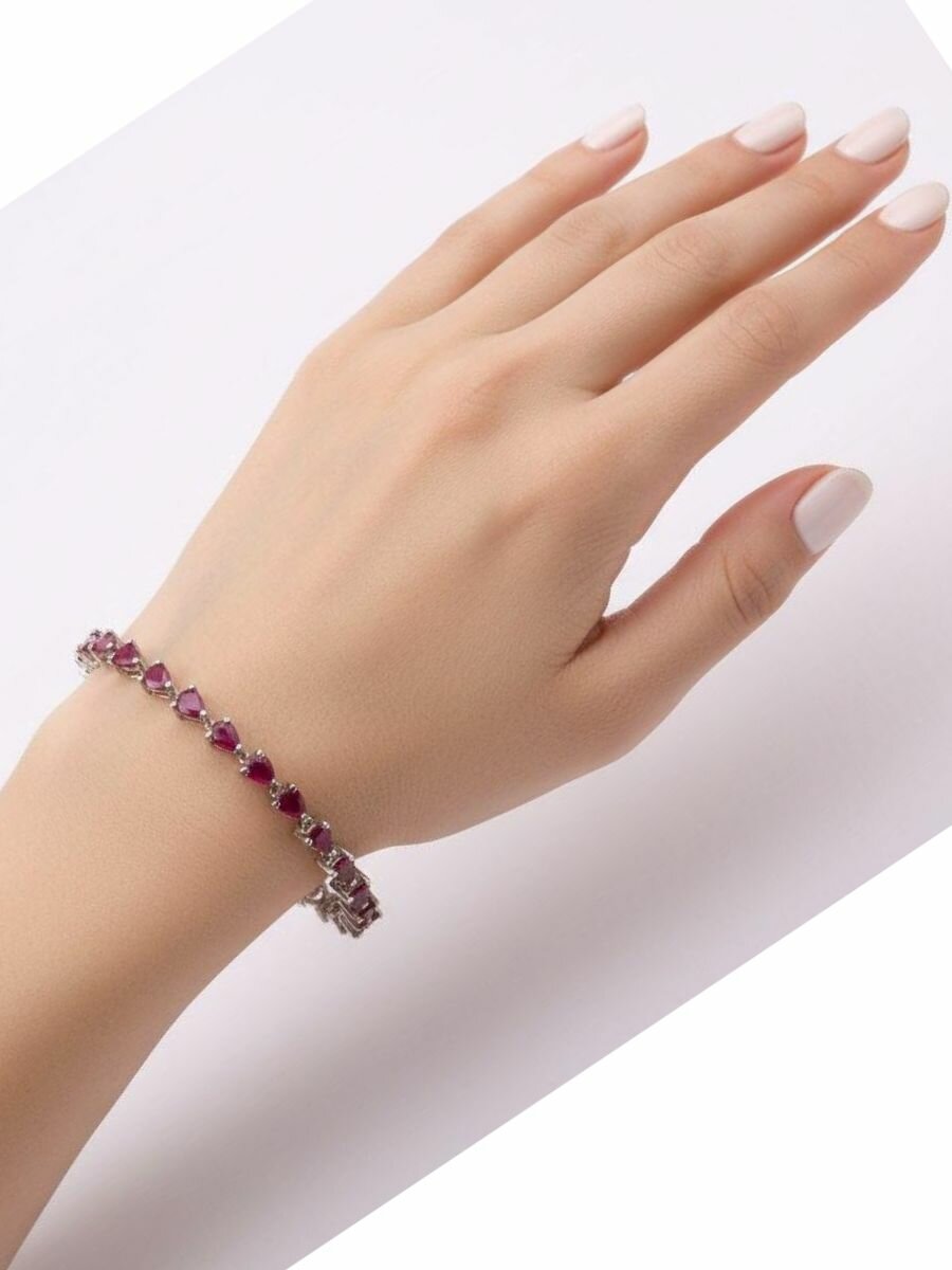 Браслет, серебро, 925 проба, родирование, рубин