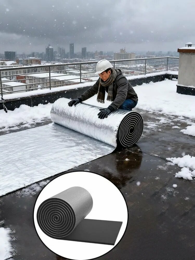 KNOW EASY-NOETLYO Самоклеющийся Утеплитель фольгированный, Подходит для крыш, веранд, труб, дверей и окон, железных домов и сараев для разведения животных, толщиной 5 мм