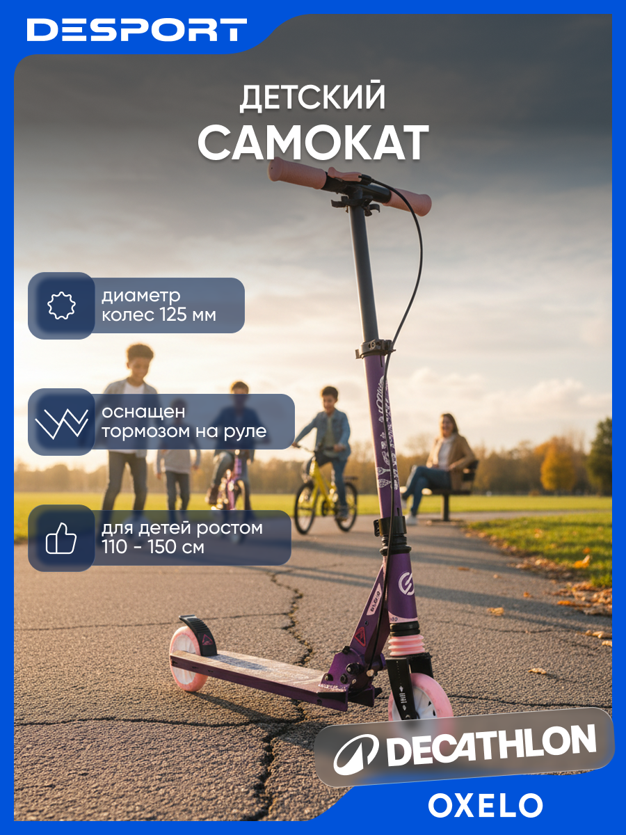 Самокат детский фиолетовый Oxelo 500 MID 5