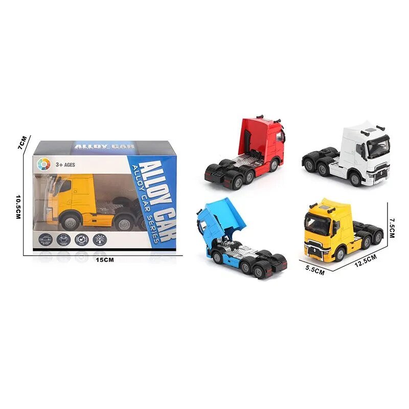 Полнoметаллический инерционный красный тягач Renault от Mari Toys — игрушечный грузовик со светом и звуком — фото 1