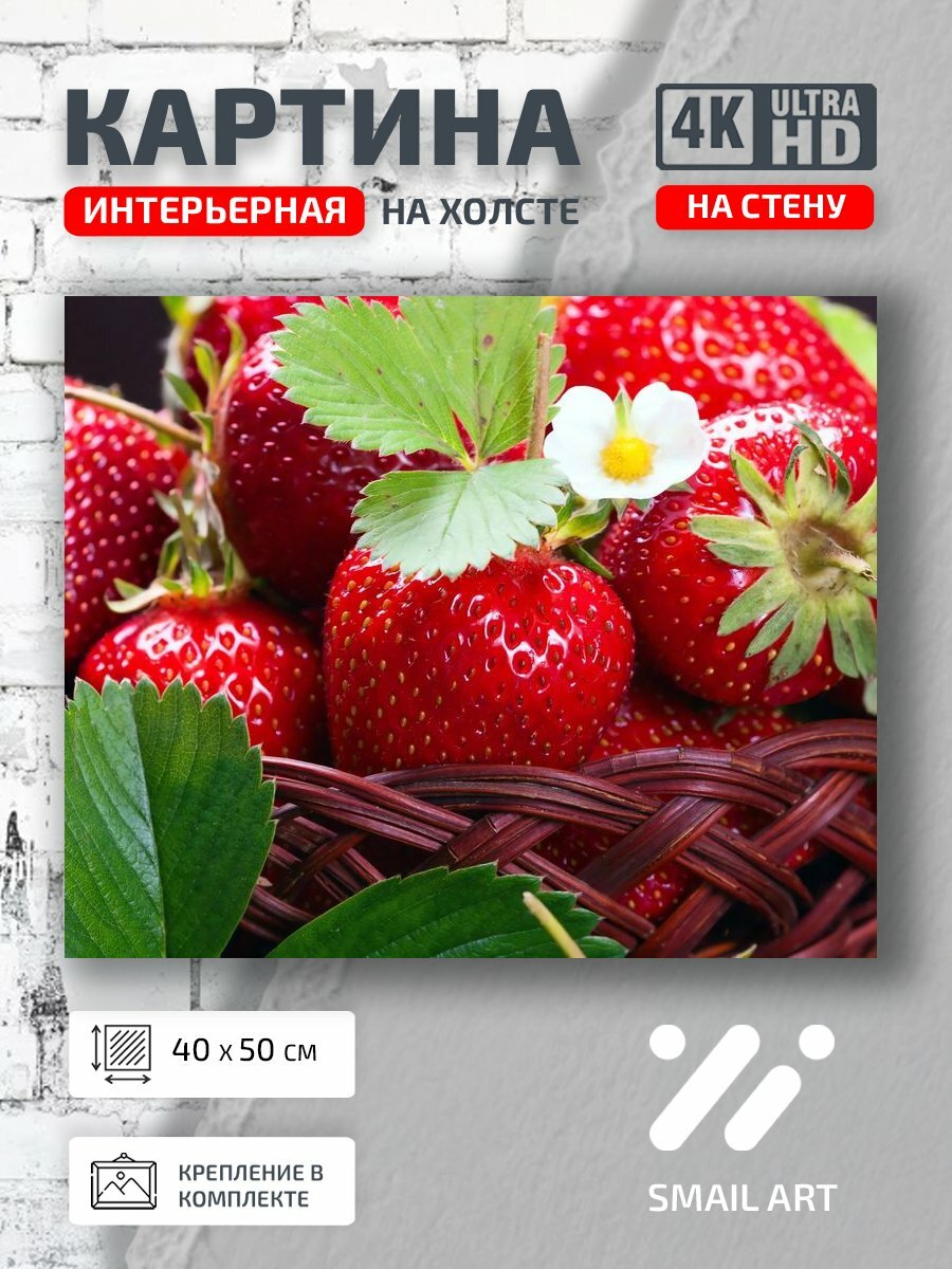 Картина на холсте интерьерная 40 на 50 на стену Корзинка Food для кухни кулинария интерьер