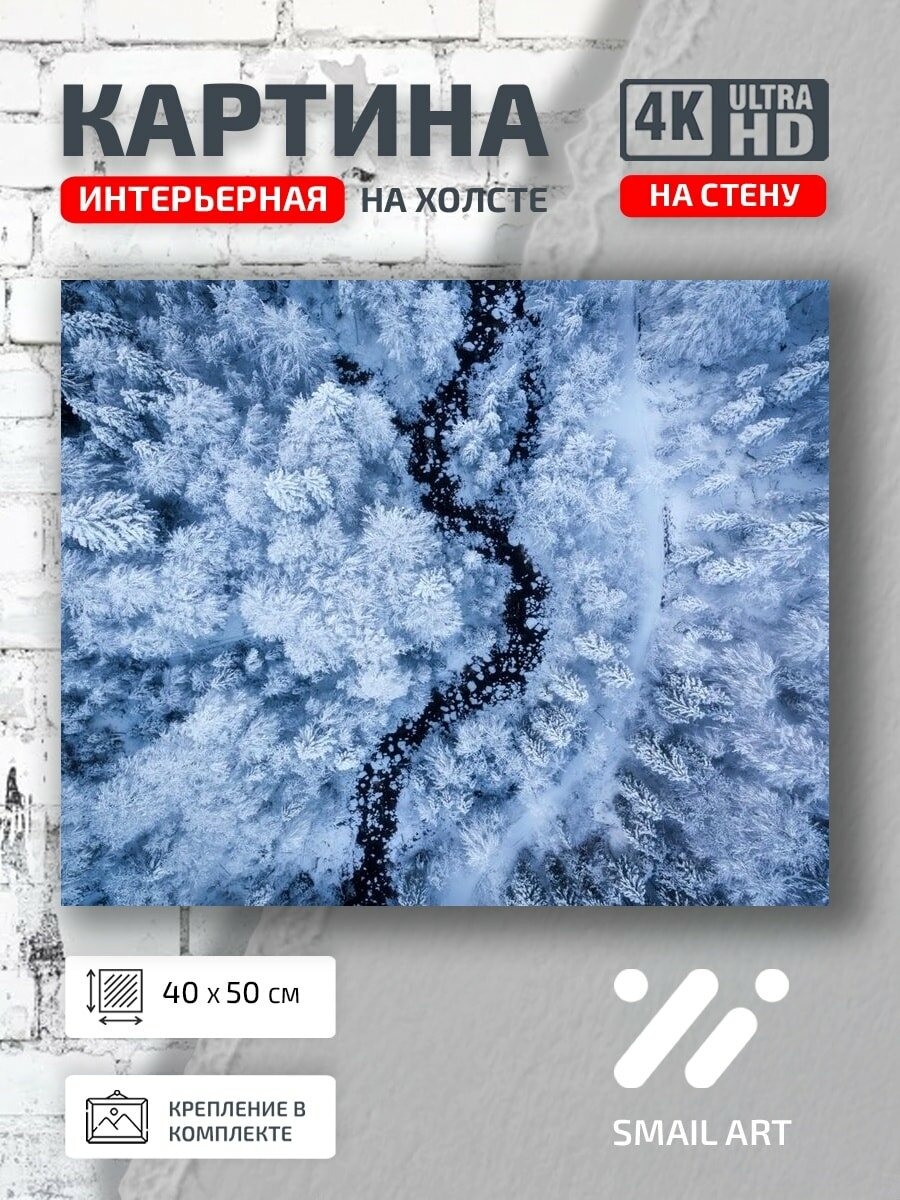 Картина на холсте интерьерная 40 на 50 на стену вид сверху для кафе пейзаж