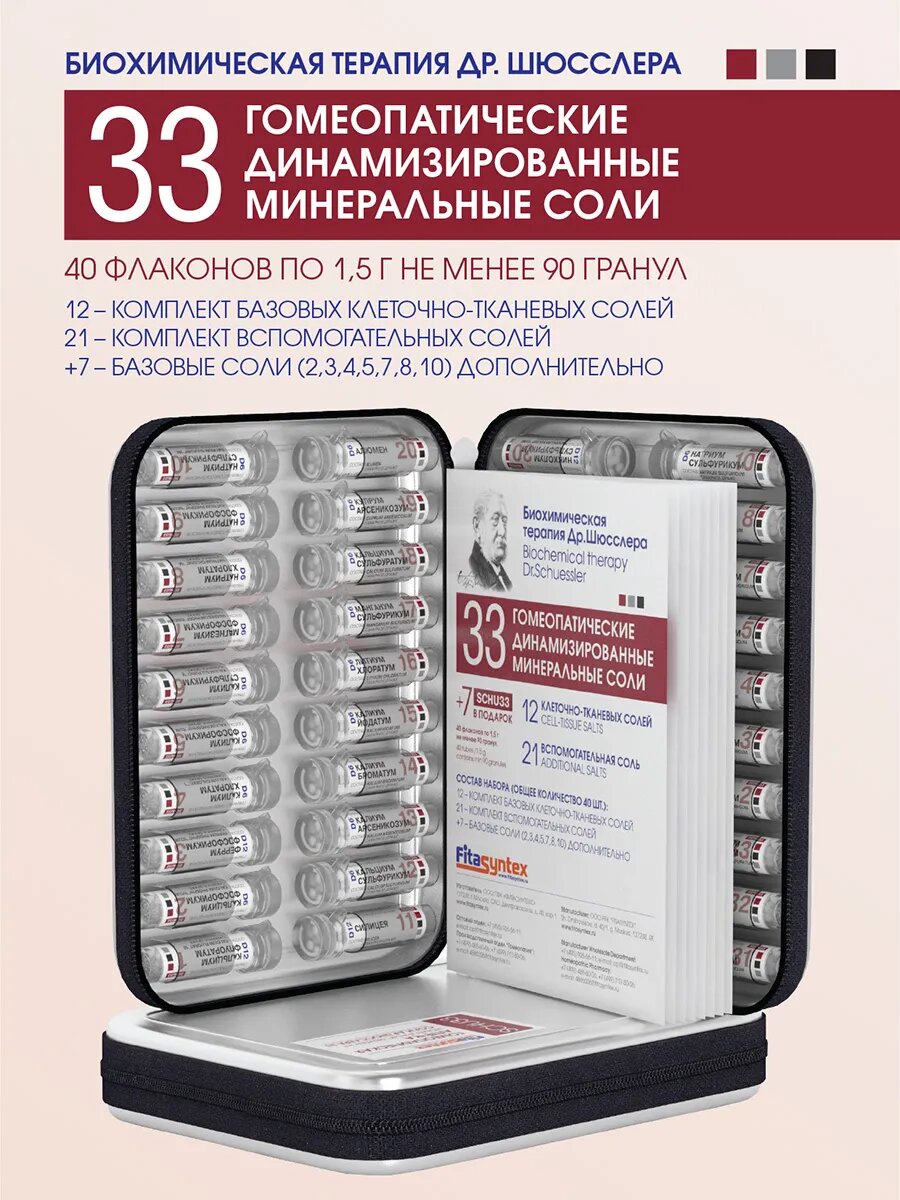 Набор солей Шюсслера №33 Фитасинтекс, гомеопатический, 33 соли