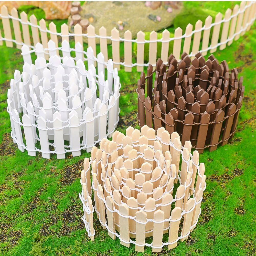 Мини-деревянный забор для мини-сада и флорариума, декоративный ландшафтный декор для композиций и горшков, комплект 2 шт, идея для миниатюрных композиций