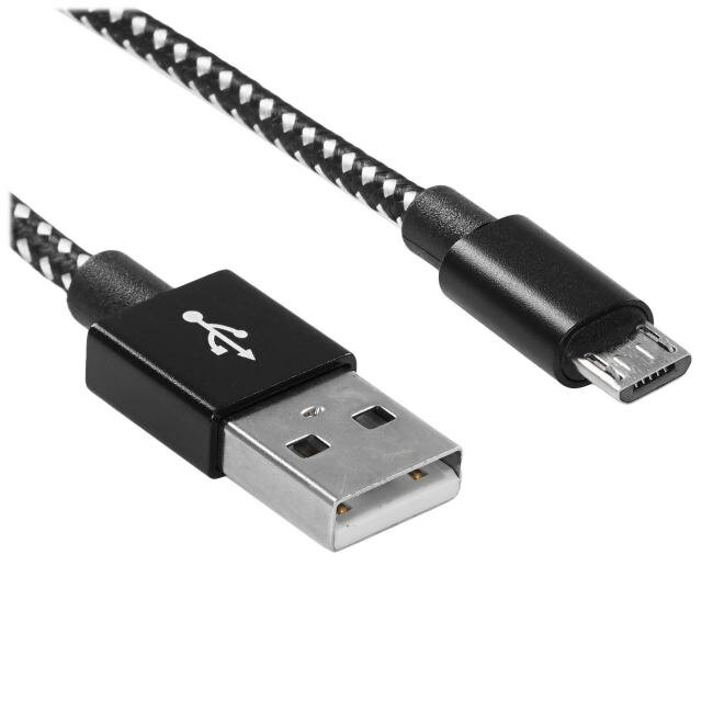 PERFEO Кабель U4801 USB2.0 A вилка - Micro USB вилка, черно-белый, длина 1 м.