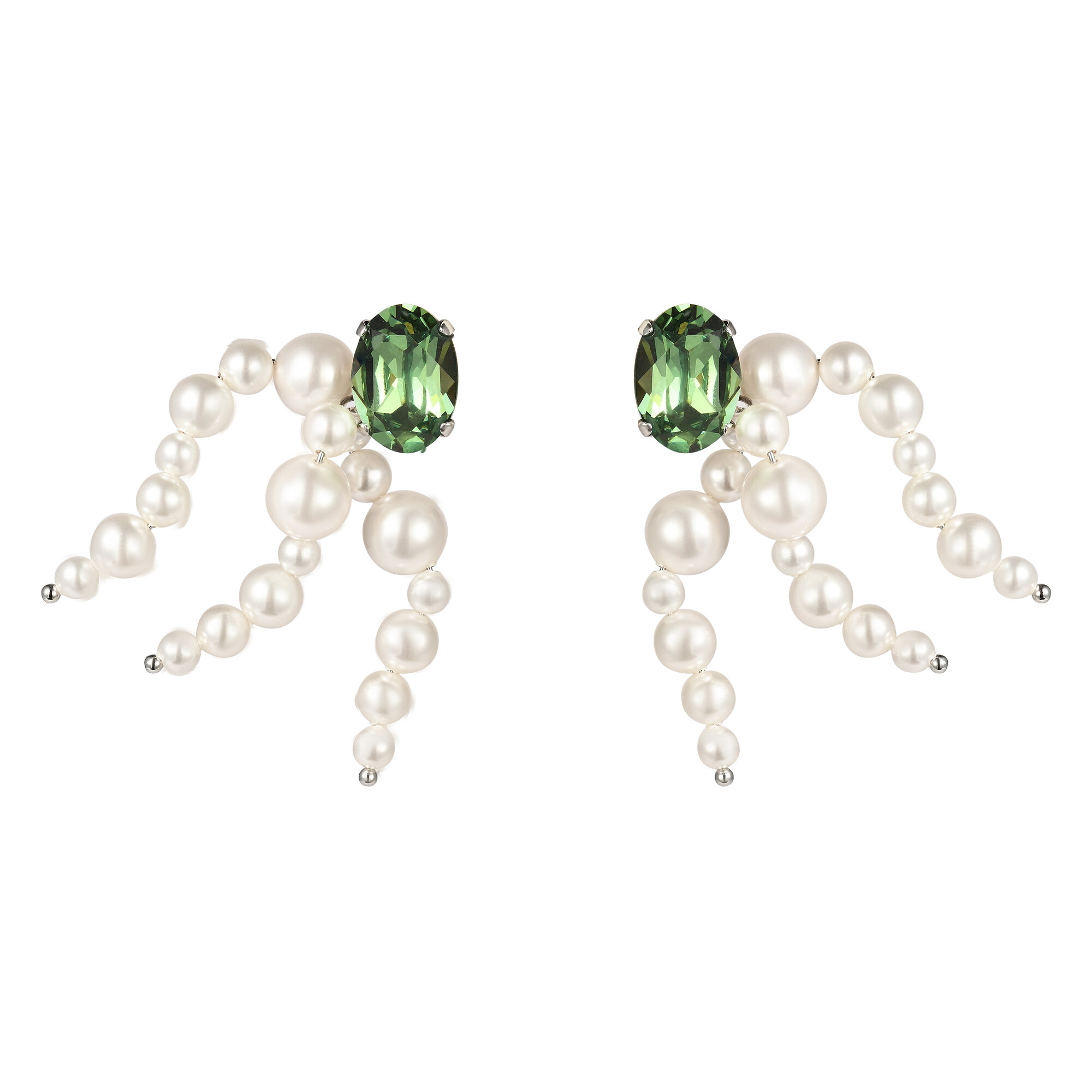 Серьги, кристаллы Swarovski, жемчуг Swarovski синтетический