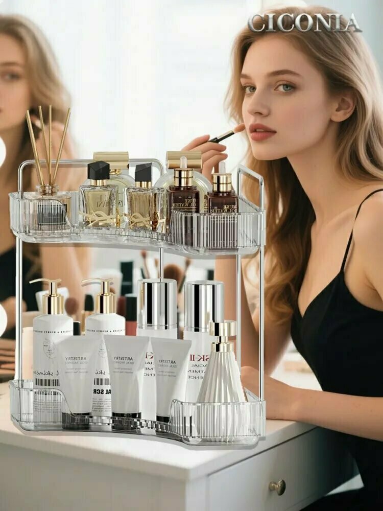 Угловой органайзер для хранения косметики на туалетном столике, полка-органайзер для ухода за кожей на туалетном столике, органайзер для ванной комнаты. В ней можно хранить духи
