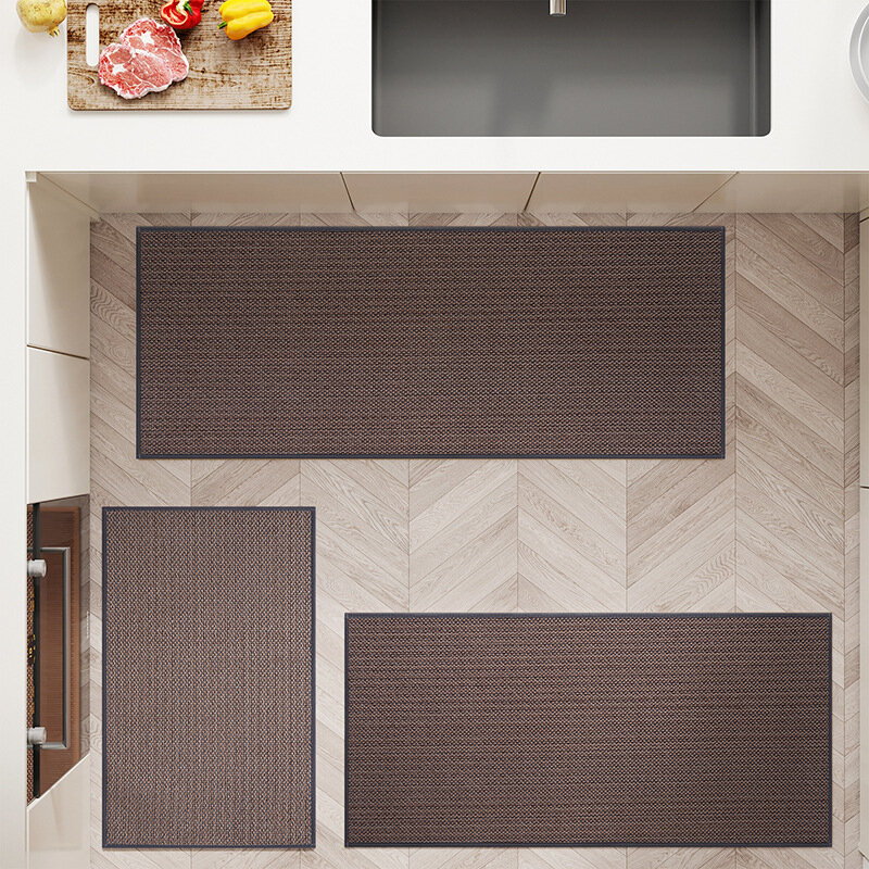 Непромокаемый резиновый вязаный кухонный коврик серого цвета, 24x36 дюймов (60x90 см) стиральный и прочный для