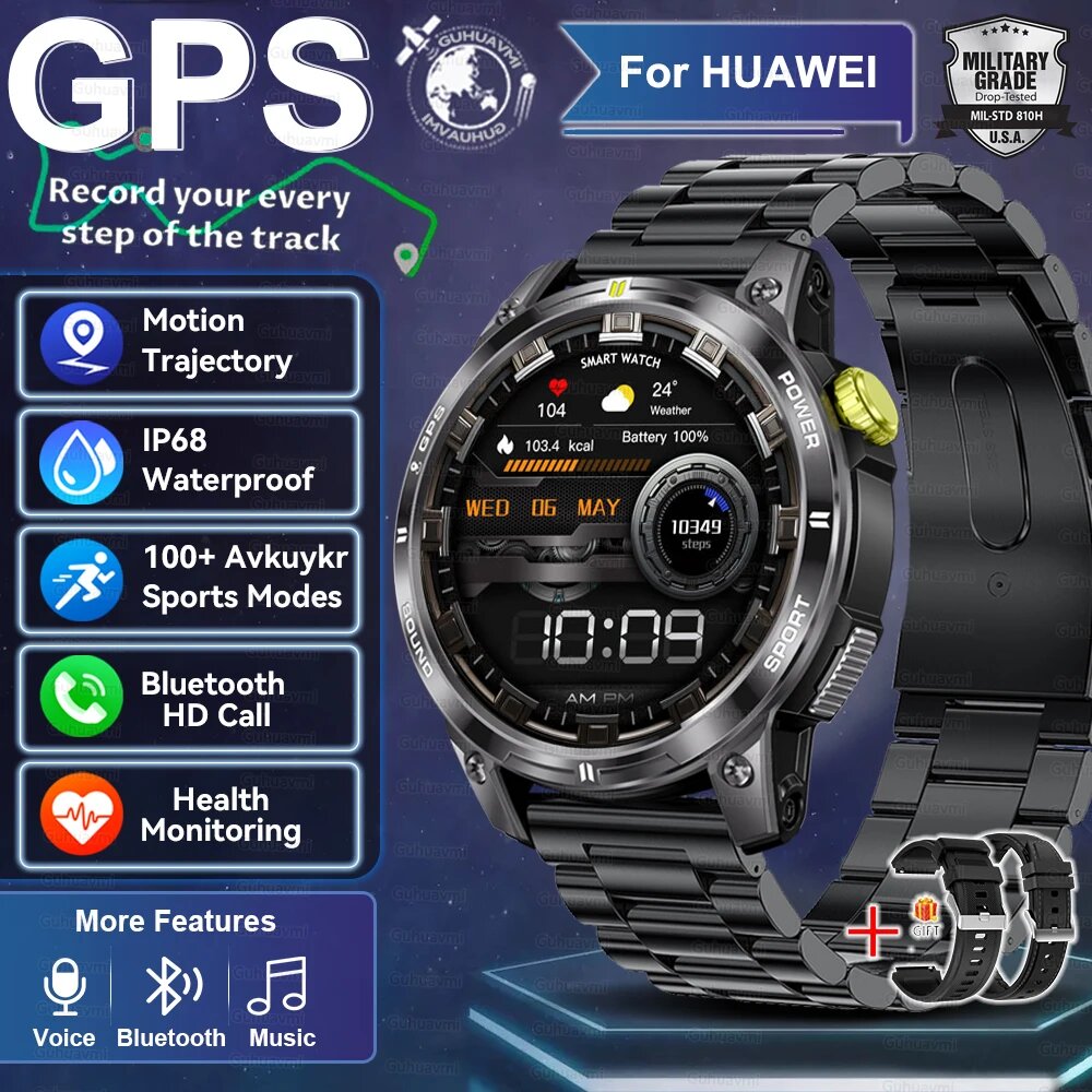 Умные часы GPS для Huawei, Black Steel 2A