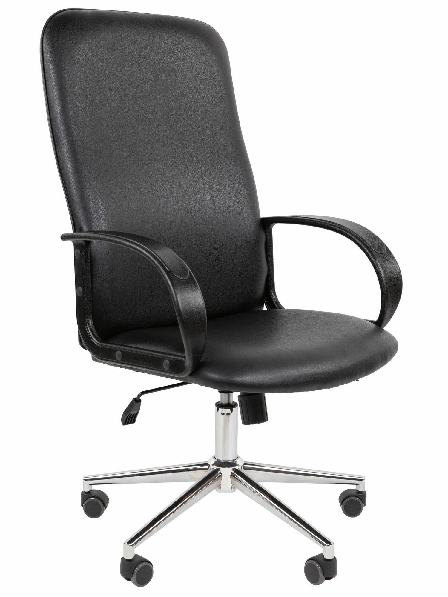 Офисное компьютерное кресло Chairman 278 экокожа, черная с хромированной крестовиной и механизмом качания