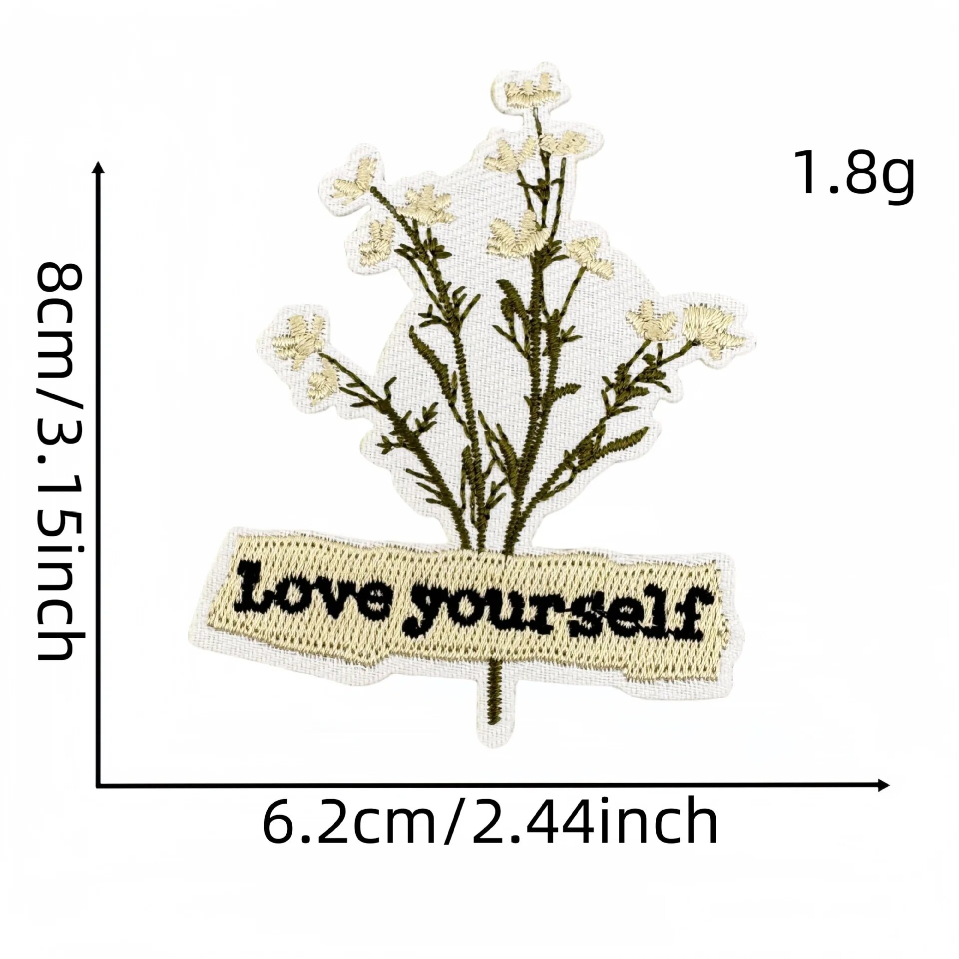 Вышивка "Love yourself" с цветами, 8x6.2 см, Цвет: 14