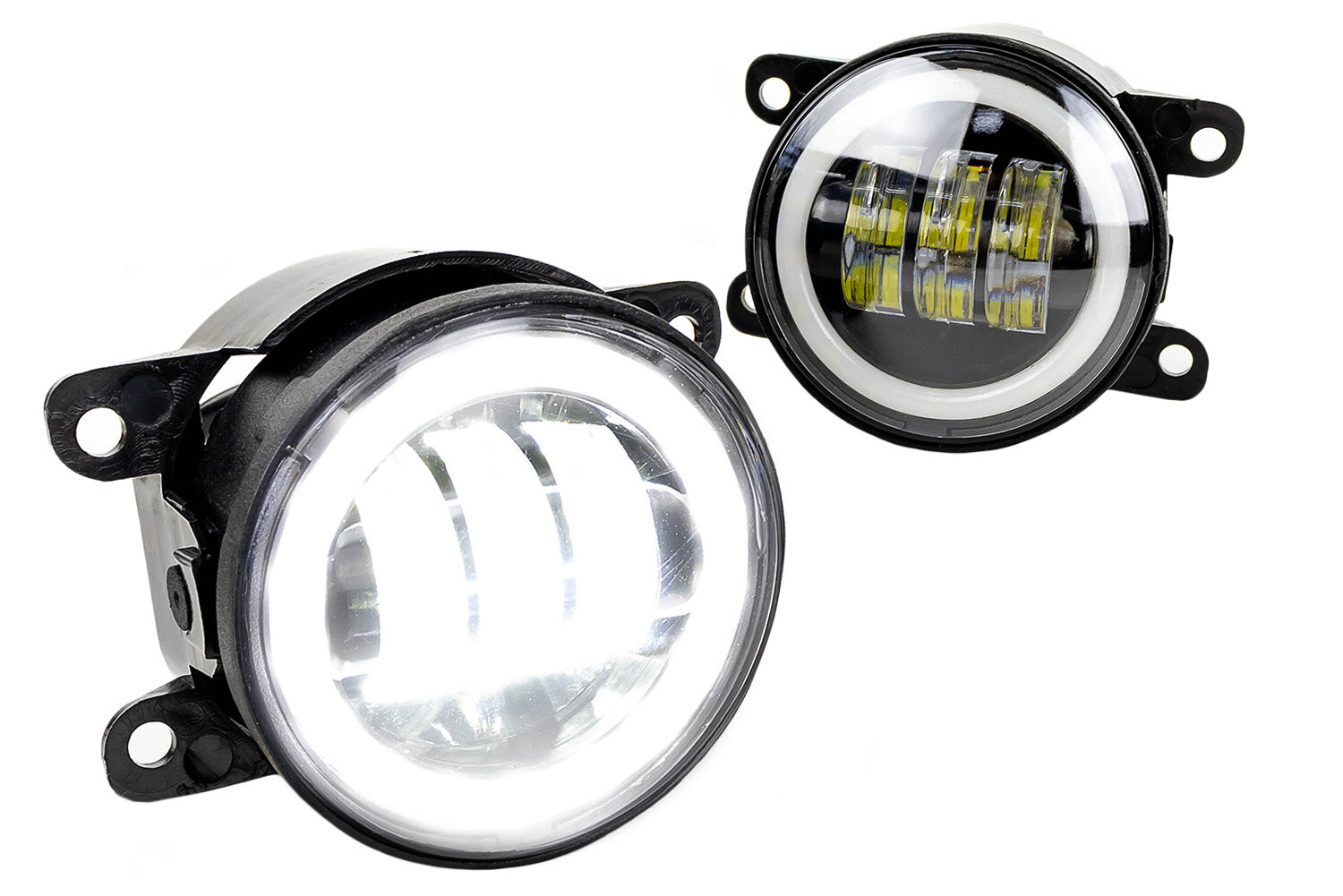 ПТФ диодные Эконом 46W 2600lux с кольцом ДХО на Лада Гранта FL, Веста, Веста NG, Икс Рей, Ларгус FL, Нива Урбан, Renault