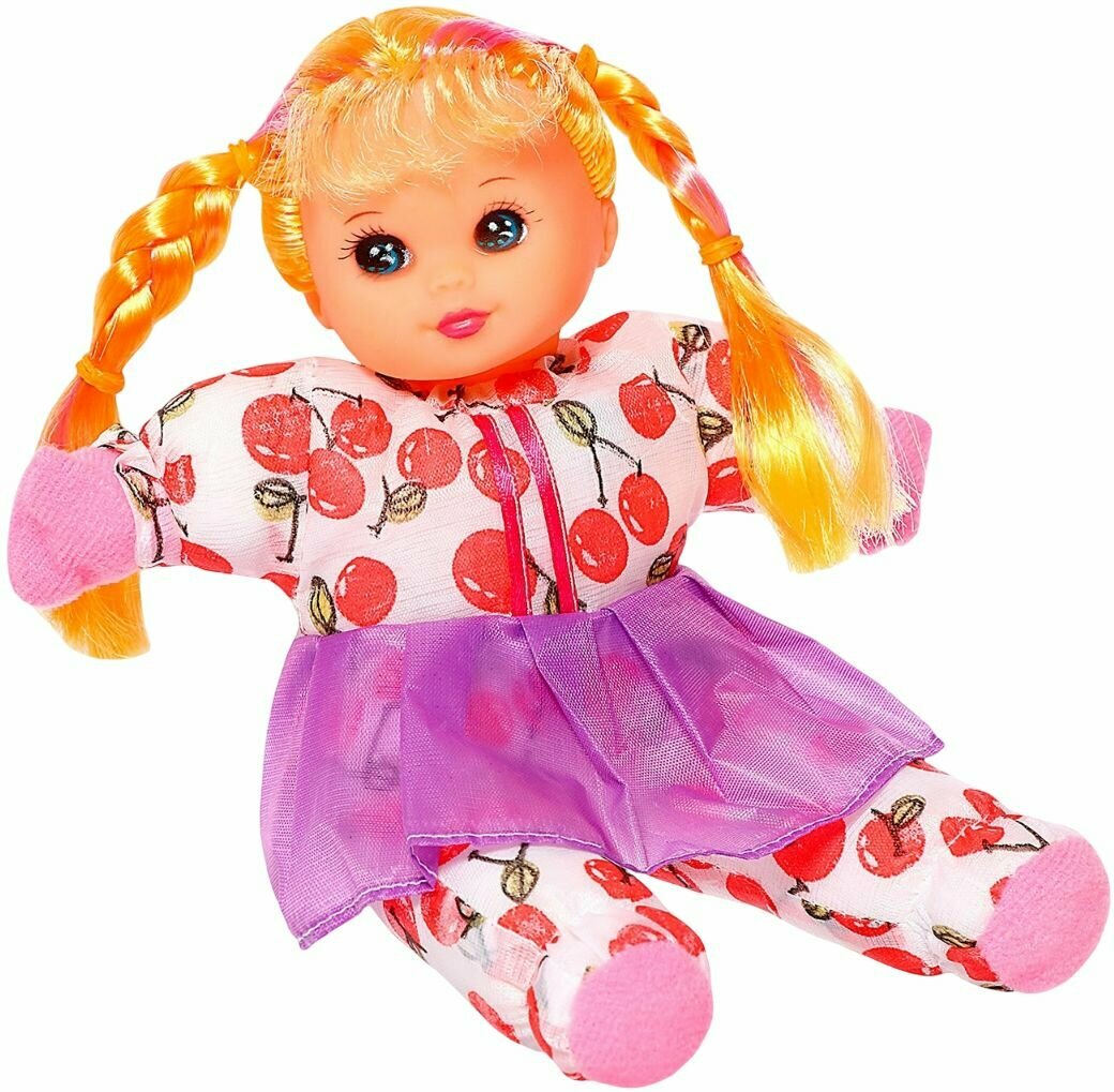 Кукла мягконабивная в платье "Маша" со звуковыми эффектами, высота 20 см, работает от батареек, текстильная куколка с одеждой и длинными волосами, детская игрушка для сюжетно-ролевых игр