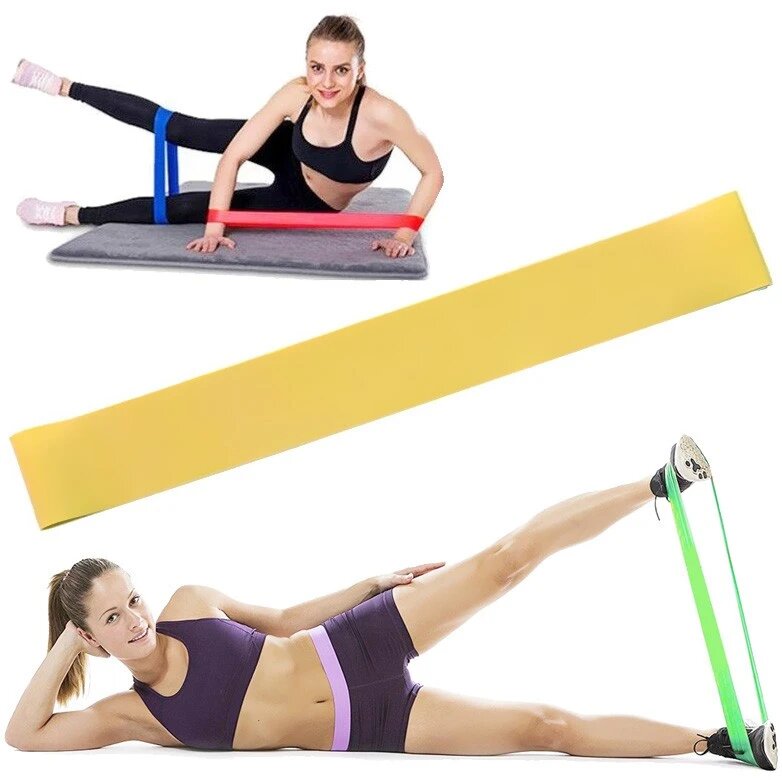 Резинка для фитнеса, эспандер ленточный 0,7*5*30 см (до 12 кг), желтый